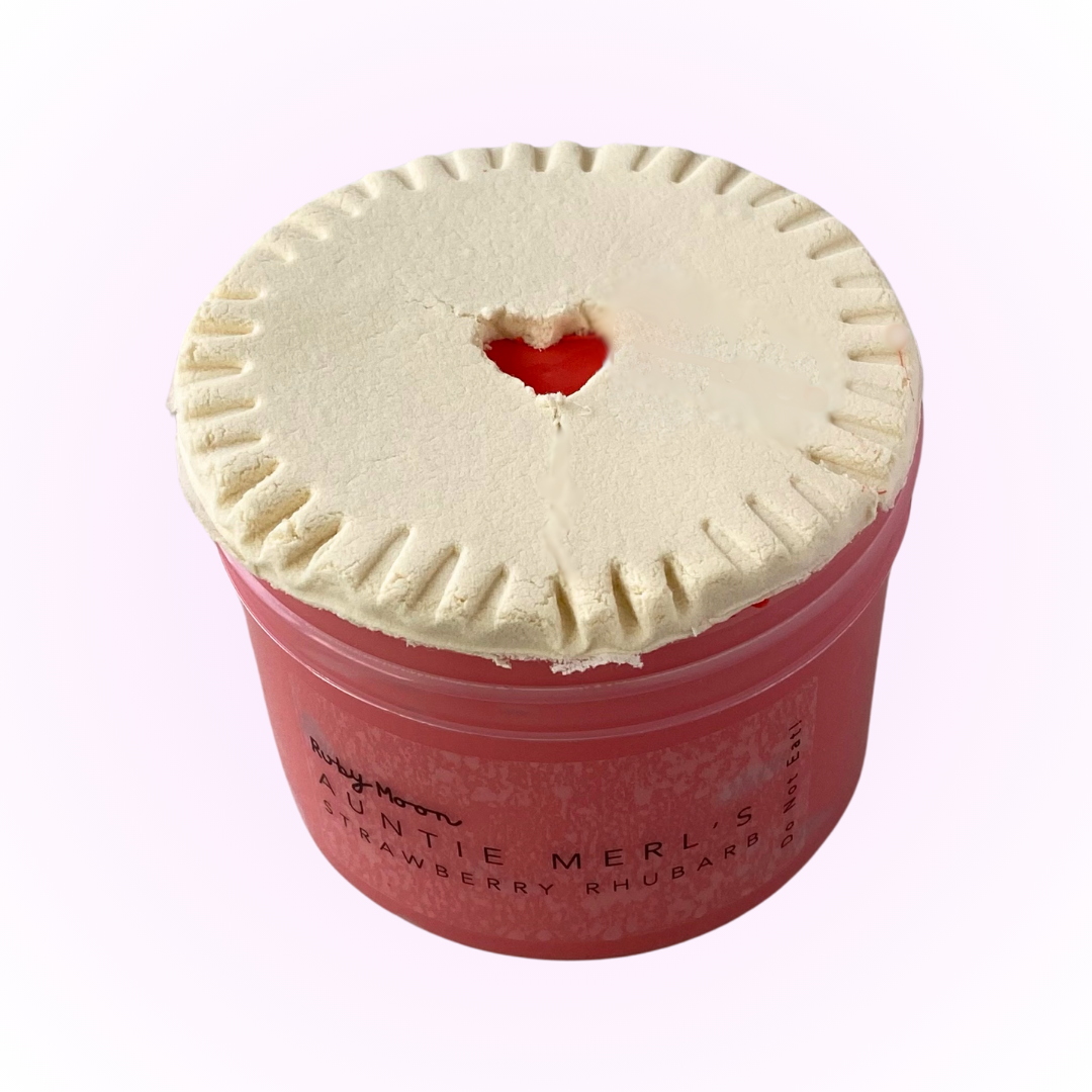 AUNTIE MERL'S STRAWBERRY RHUBARB SLIME [clay topper] – Ruby Moon Slime Co.